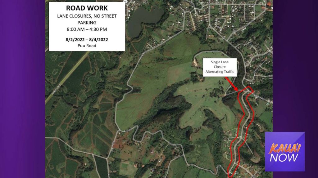 Lane Closures Scheduled For Portions of Kalāheo : Kauai Now