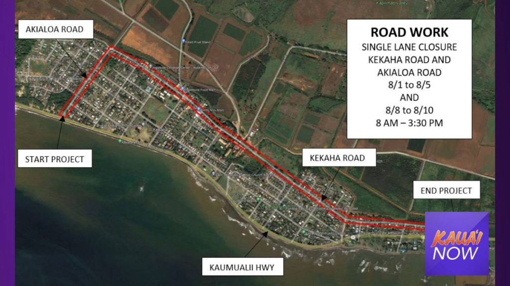 Lane Closures Scheduled For Portions of Kekaha Road, Akialoa Road ...