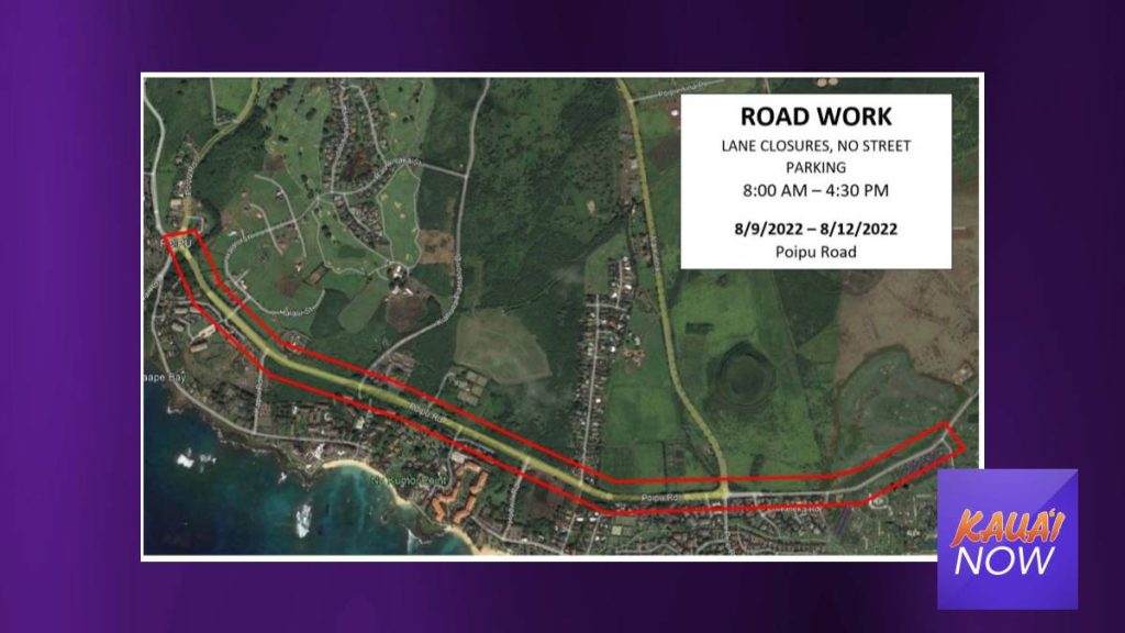 Lane Closures Scheduled for Portions of Poʻipū Road from Aug. 9-12 ...