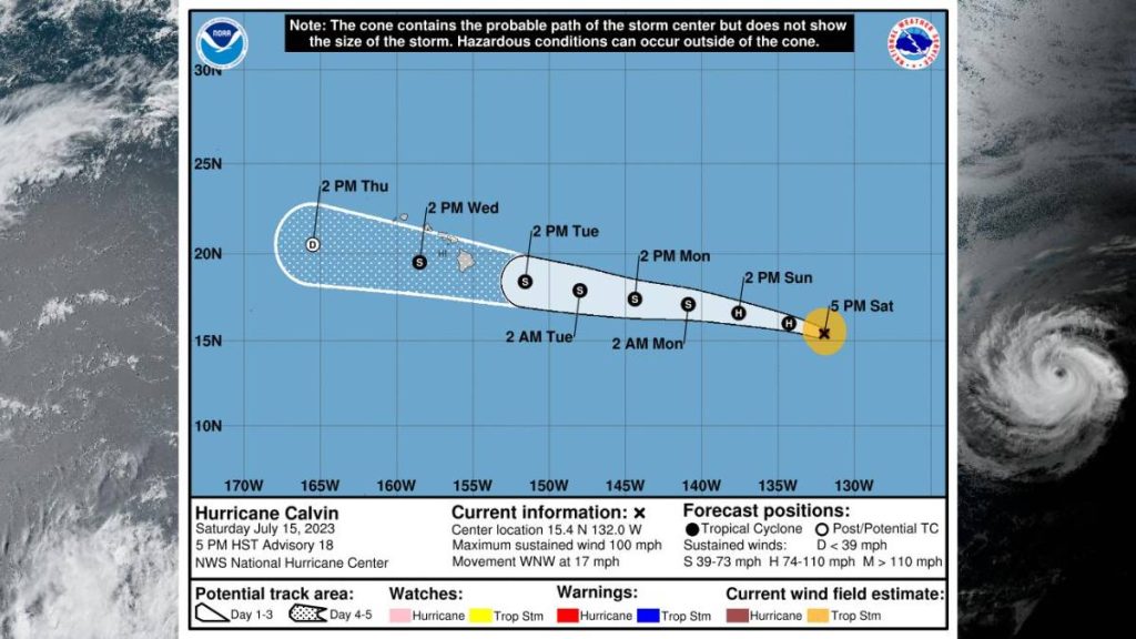UPDATE No. 2: Calvin continues churning over open ocean, still on track ...