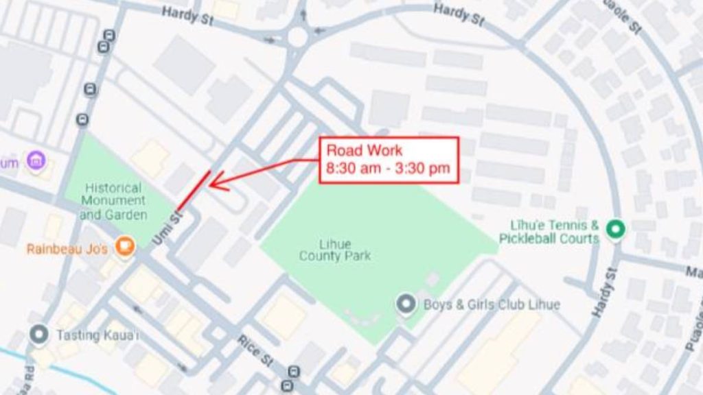 Motorists advised: Road work ongoing for portion of ʻUmi Street in Līhu ...